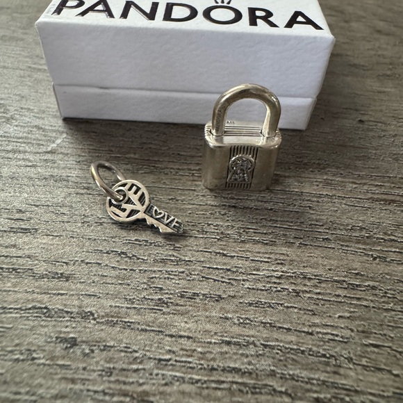 Pandora | Jewelry | Pandora Silver Lock And Key Charm Set | Poshmark